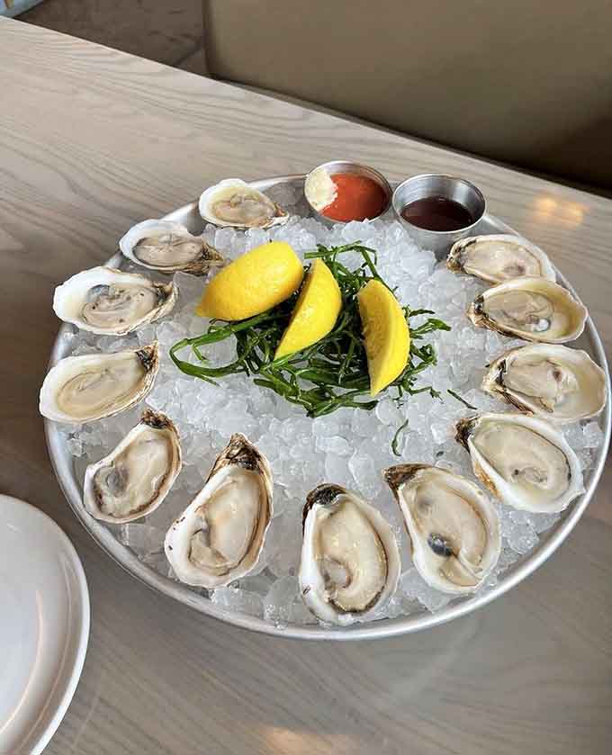 This pristine oyster presentation looks like something straight out of a Cape Cod dream, right here in Minneapolis.