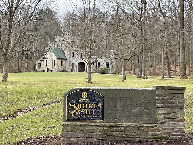 The Cleveland Metroparks signage welcomes visitors to what might be Ohio's most unexpected architectural surprise hiding in plain sight.