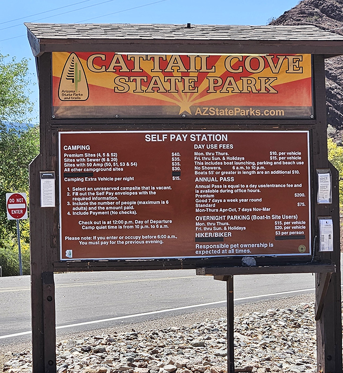 The price of paradise is surprisingly reasonable at Cattail Cove, where day use and camping fees won't empty your wallet like coastal alternatives.