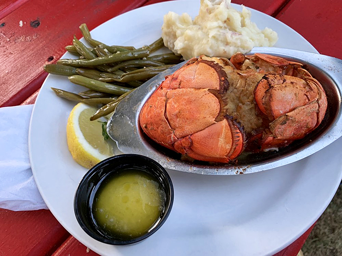 Nature's perfect vessel, filled with more seafood treasures. It's like a lobster's last generous gift to the world.