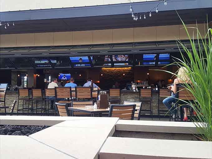 The bar lineup features enough taps to make beer lovers happy and enough screens for sports fanatics.