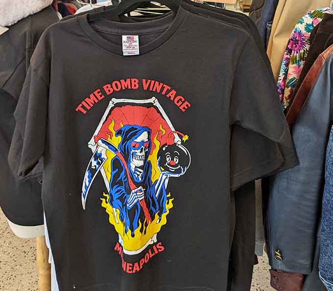 Time Bomb's own merchandise proves even the store itself has become part of Minneapolis's vintage-loving culture and community.