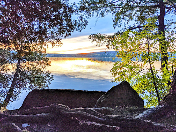 Twilight transforms Lake Carmi into a mirror of tranquility, reflecting both sky and the day's last whispers.