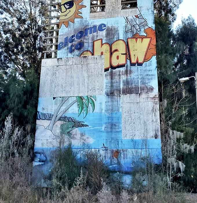 Time and elements have faded this "Welcome to Yeehaw" sign, but its weathered charm perfectly captures the authentic spirit of this unique Florida crossroads.