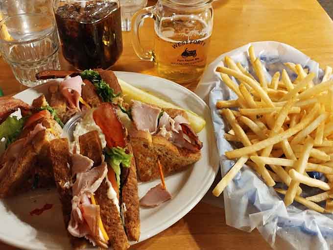 This club sandwich stacked high with turkey, bacon, and all the fixings could easily feed two people or one very hungry Minnesotan.