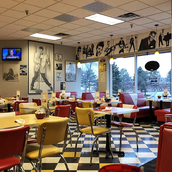 Those red and yellow chairs against the checkered floor create a visual feast before you even order, setting the stage for deliciousness to come.