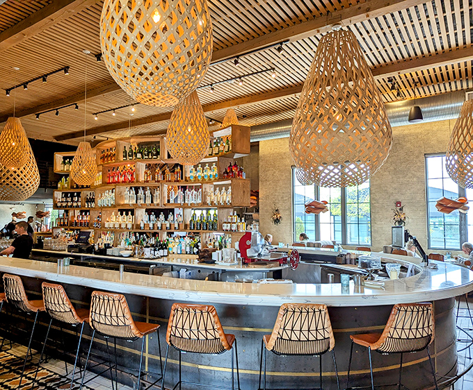 The curved bar with its impressive display of spirits invites you to settle in for an aperitivo or digestif &ndash; or perhaps both, because why rush?