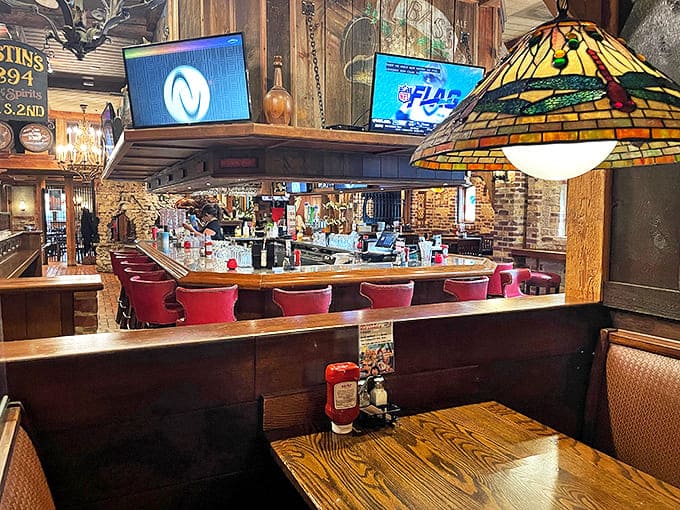 The bar area strikes that perfect balance&mdash;lively enough for fun, intimate enough for conversation, with Tiffany lamps casting a warm glow.