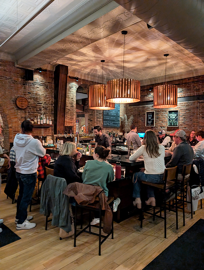 Where beer lovers gather &ndash; the bar area combines rustic charm with modern comfort, inviting patrons to linger over craft brews.