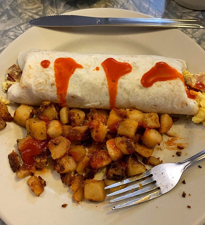 Breakfast burritos should always be this good &ndash; a flour tortilla stuffed with morning essentials and topped with just enough hot sauce to wake up your taste buds.