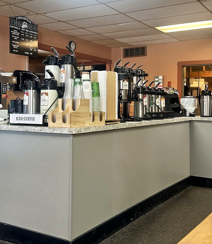 Coffee selection: The caffeine command center – where morning motivation comes in liquid form. The perfect companion to your bagel adventure.