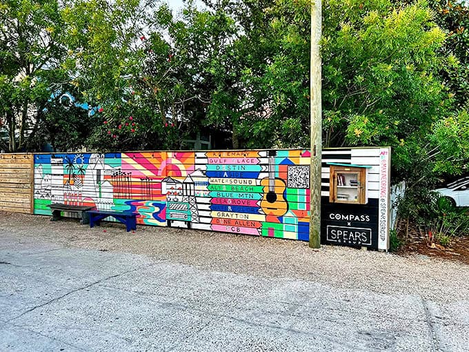Local art brings vibrant energy to Blue Mountain Beach's laid-back community &ndash; a colorful welcome for visitors.