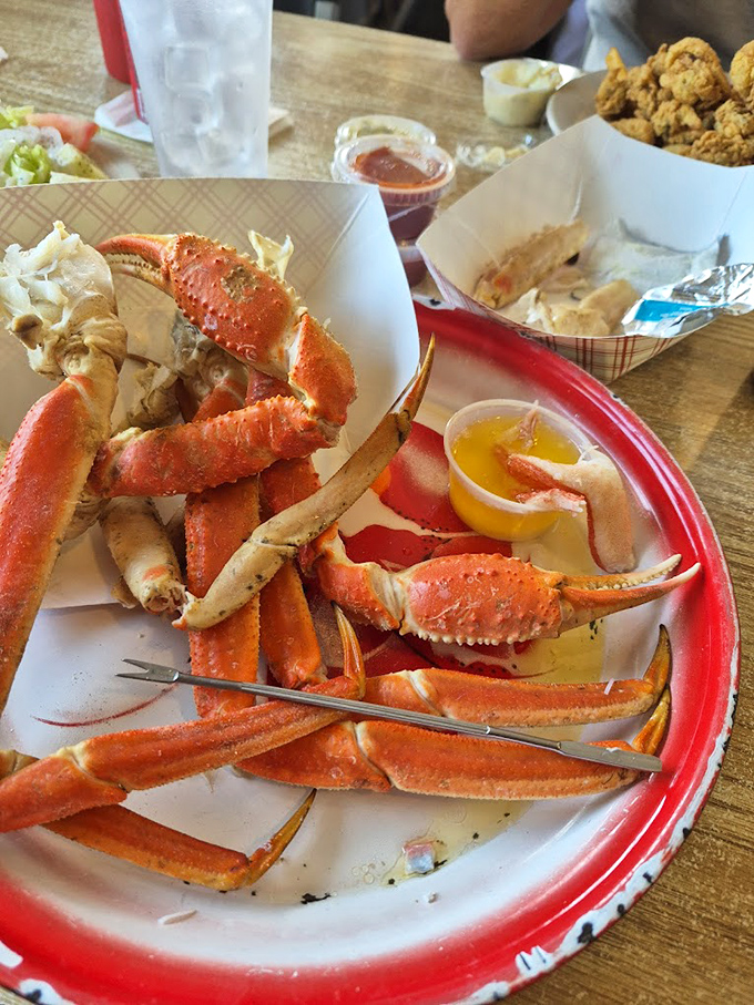 Snow crab legs splayed across the plate like a seafood lover's dream &ndash; sweet meat waiting to be dipped in melted butter.