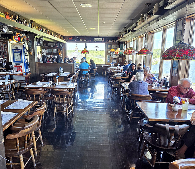 The dining room buzzes with happy conversations - decades of memories made over countless lobster dinners.
