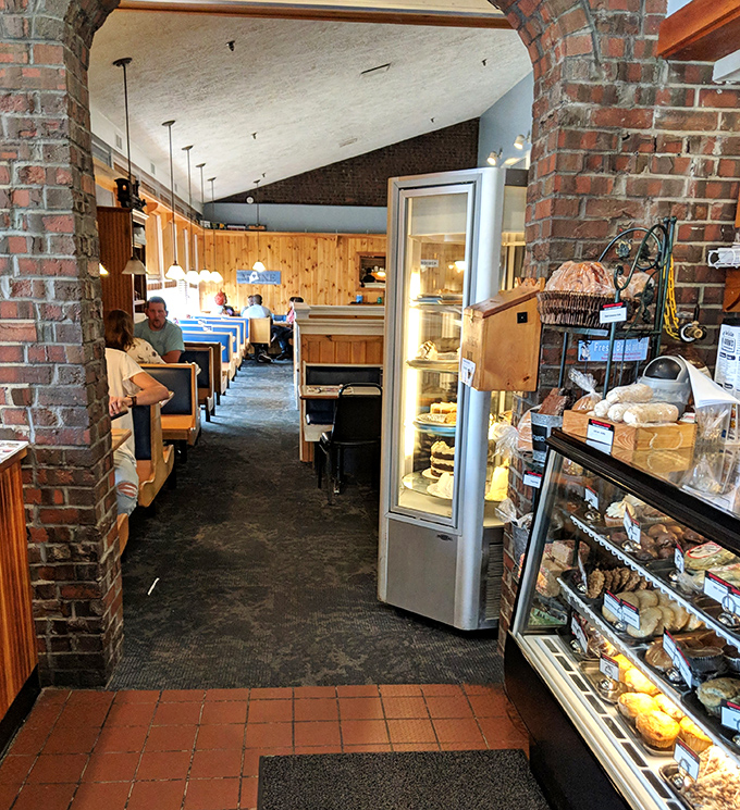 Brick archways and wooden accents create dining spaces that feel intimate despite the restaurant's popularity and steady stream of customers.