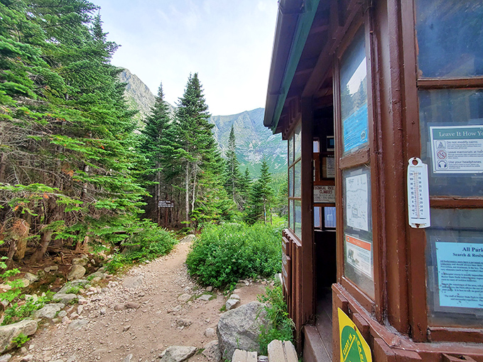 A rustic cabin in Baxter State Park stands quietly against the wilderness, a simple reminder of how untouched and pristine the landscape remains.