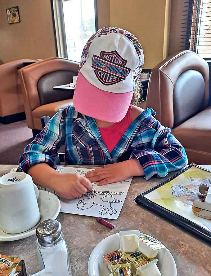 Young artists find inspiration between bites &ndash; where crayons and placemats keep little hands busy while breakfast magic happens in the kitchen.
