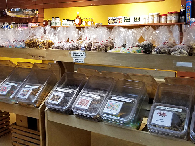 Bins of nuts and fudge varieties create a colorful display that challenges even the strongest willpower &ndash; good luck choosing just one!