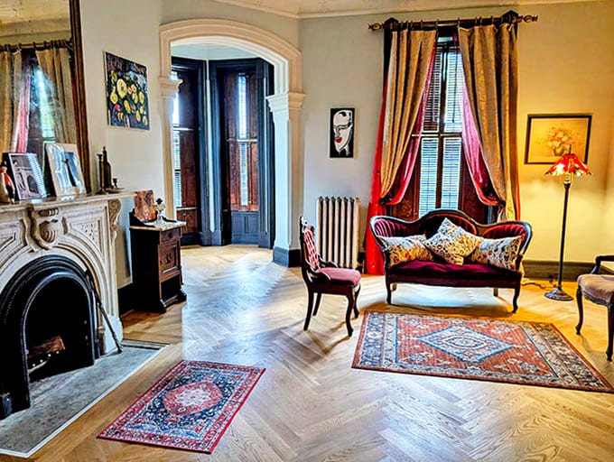 Refined elegance defines this parlor, where conversation areas recall an era when entertaining guests was an art form, not an obligation.