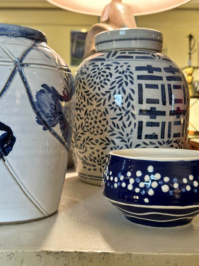 Delicate blue and white porcelain pieces that have survived decades of dinner parties and careful dusting, ready for new stories in your home.
