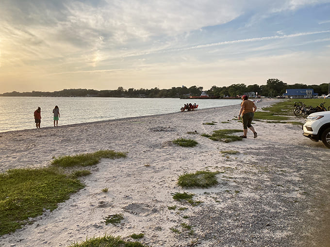 Where the pebbles give way to sand, creating that perfect transition zone. Beach real estate doesn't get more prime than this.