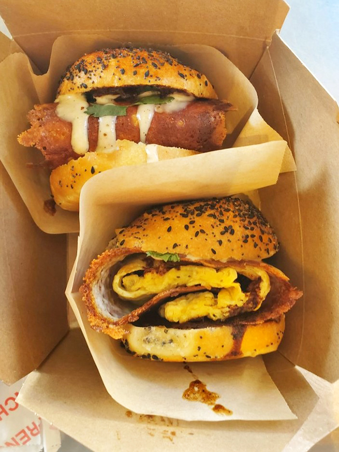 Breakfast sandwich nirvana: two different worlds of flavor packed into one convenient box, proving that mornings really can be something to look forward to.
