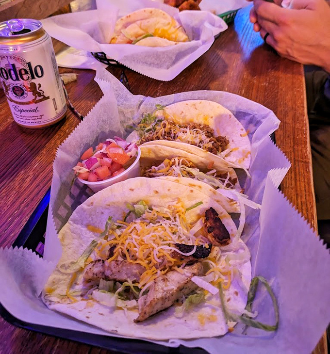 Taco Tuesday happens any day at Ruben James, where soft tortillas cradle well-seasoned fillings and a cold Modelo completes the experience.