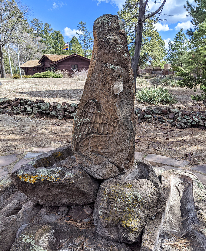 Ancient carvings meet American craftsmanship &ndash; this stone monument stands as a cultural bridge between Arizona's past and its developing present.