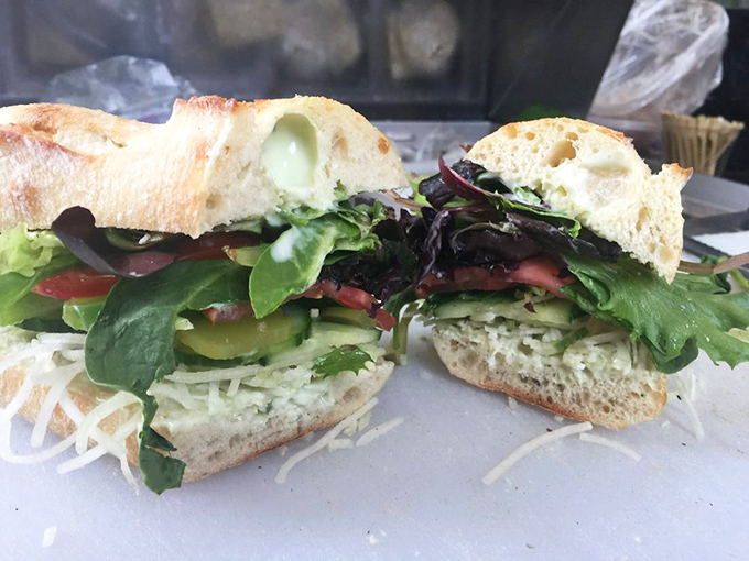 Vegetarians rejoice! This isn't the sad afterthought veggie sandwich found elsewhere &ndash; it's a thoughtfully constructed tower of fresh ingredients and flavor.