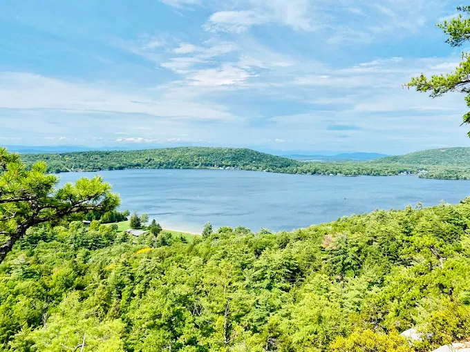 Lake Dunmore stretches into the distance, surrounded by Vermont's rolling hills and verdant forests.