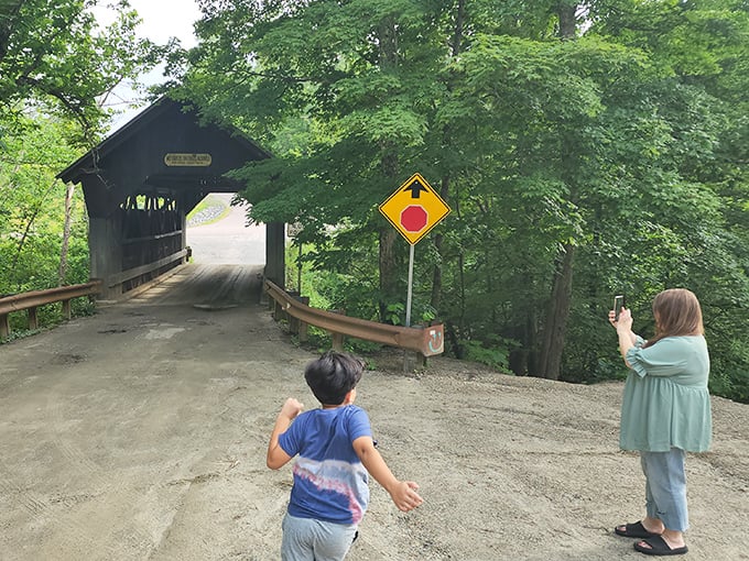 Visitors approach the legendary structure, perhaps hoping for&mdash;or dreading&mdash;an encounter with Vermont's most famous bridge-dwelling spirit.