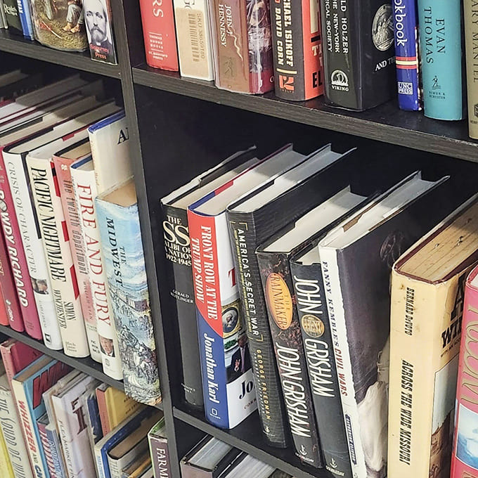 Bibliophiles beware: these shelves of vintage volumes might keep you captive for hours in their leather-bound embrace.