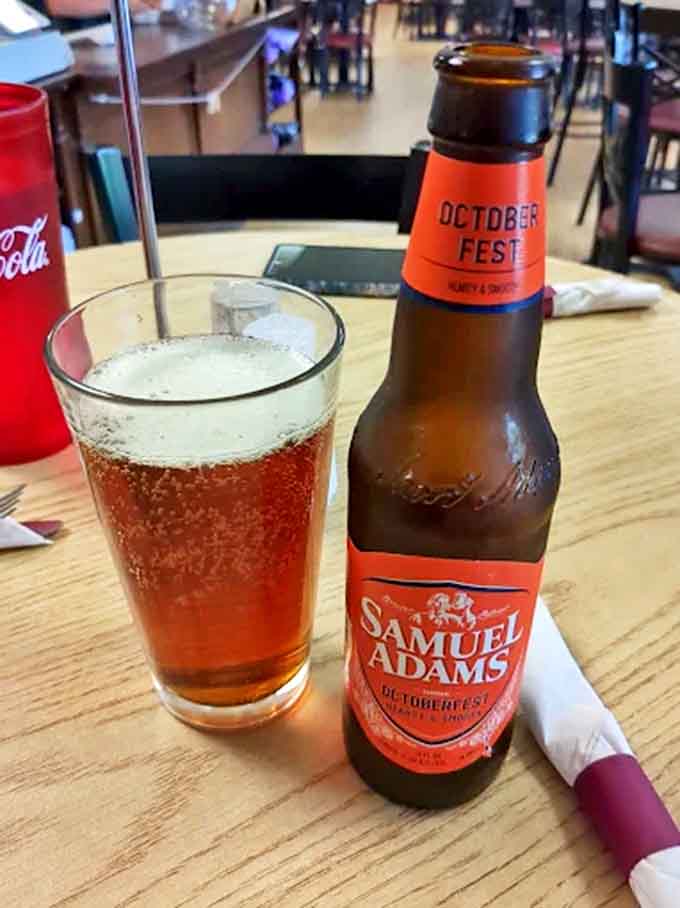 A perfect pairing &ndash; Samuel Adams Octoberfest's amber brilliance complements the cafe's hearty fare, proving that good beer and good food are universal languages.