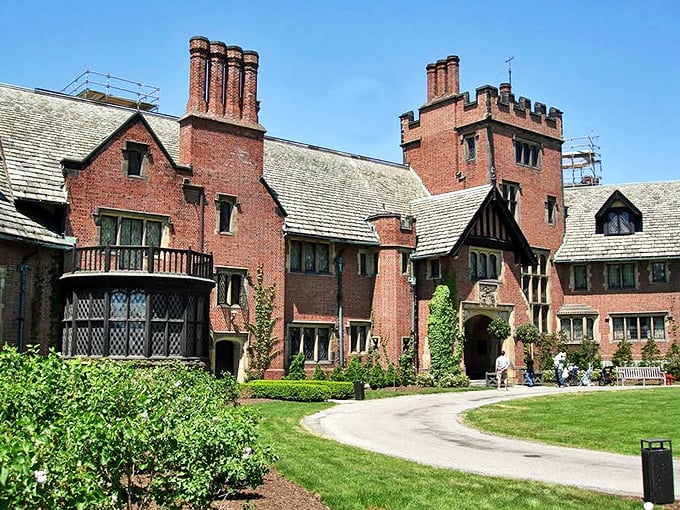 Tudor Revival meets rubber baron chic. This sprawling estate proves that when tire money meets imagination, magic happens.