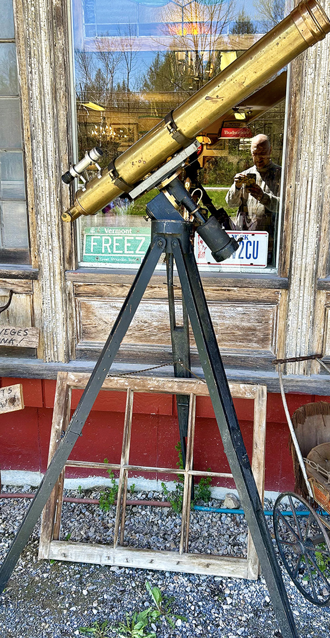 This brass telescope has probably seen more interesting things than your smartphone camera. And it never needs charging!
