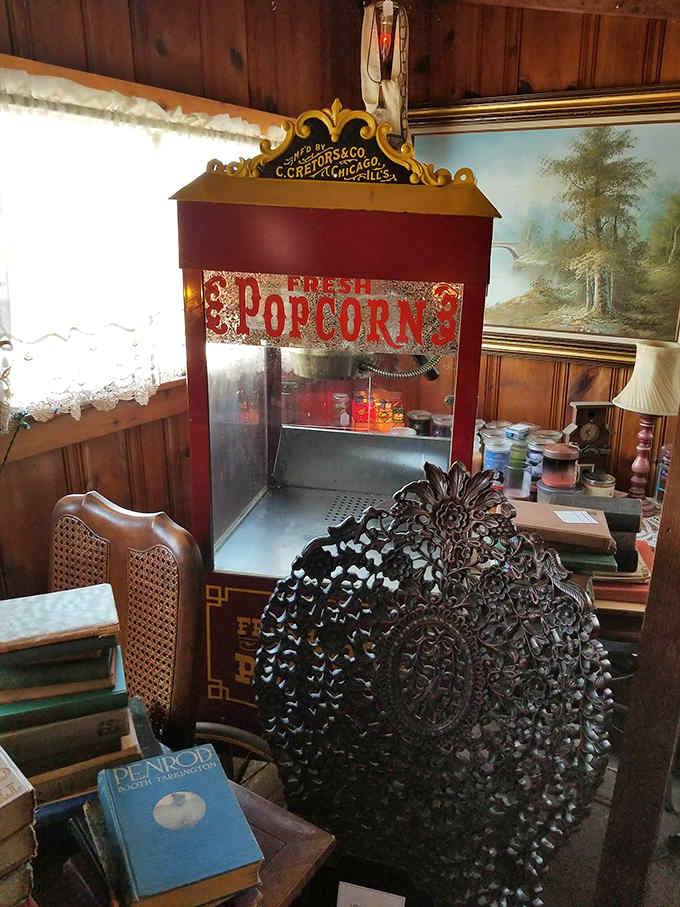 That vintage popcorn machine has probably witnessed more first dates than any modern movie theater &ndash; and still looks ready for showtime.