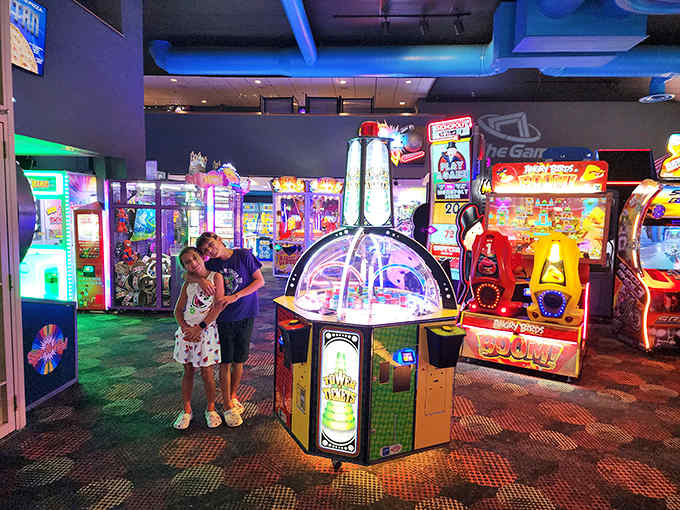 Arcade heaven awaits inside, where digital thrills complement the outdoor excitement of the go-kart track.