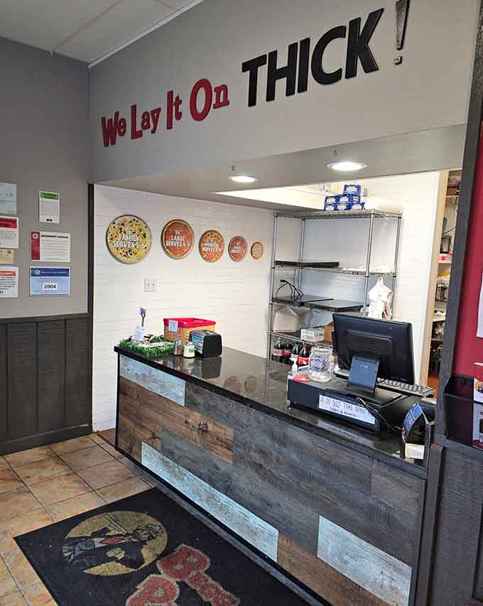 We Lay It On Thick isn't just a catchy slogan, it's a promise this counter area represents with every order that passes through.