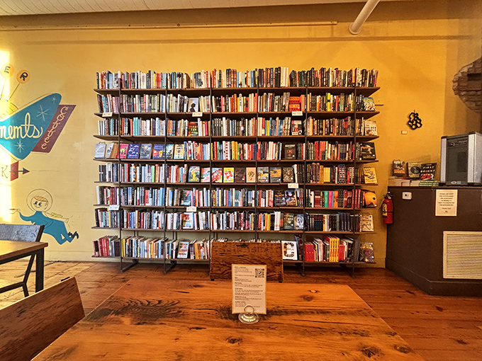 Every shelf tells a story at Elements, where books are curated with the same care as the food and drink offerings.