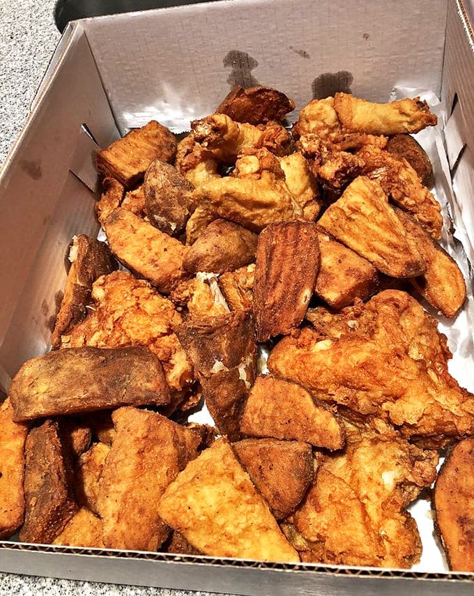 Broaster Chicken and Wedges: The savory surprise in a sweet kingdom. Golden-crisp chicken and potato wedges prove Frosty Boy understands balance in all things.