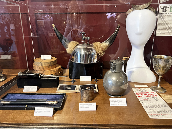 This display case houses ritual tools that look like they could have come straight from a fantasy film&mdash;except these were actually used.