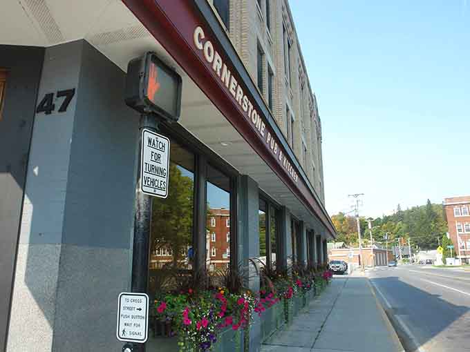 Flower boxes and clean lines make this corner establishment stand out on Barre's main street, inviting you inside.