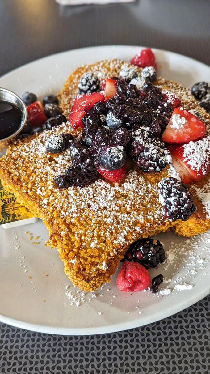 Breakfast meets dessert in this indulgent creation. Crispy, sweet, and topped with fresh berries&mdash;it's a morning game-changer.