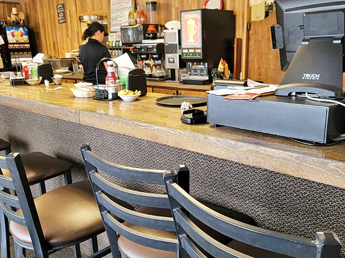 The counter seating offers front-row views of short-order magic happening in the kitchen &ndash; breakfast theater at its finest.