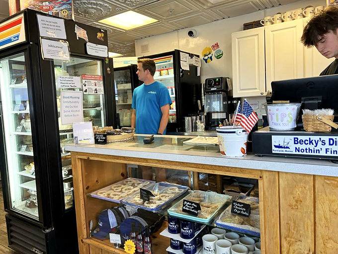 Behind the magic: The bustling counter area where culinary dreams become reality, one perfect plate at a time.