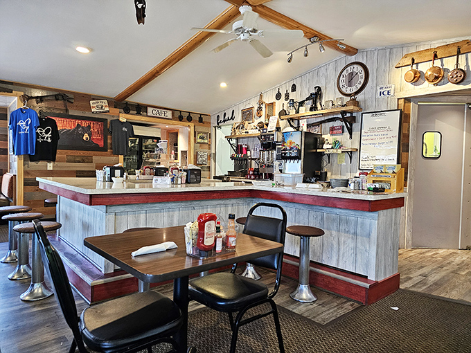 Interior charm that can't be manufactured &ndash; decades of memories line these walls alongside practical Northwoods d&eacute;cor.