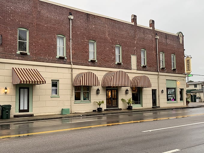 Hotel DeFuniak's striped awnings invite visitors to step back in time for a stay wrapped in historic elegance.