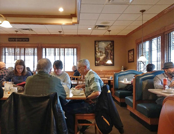 The dining room hums with the contented sounds of people who've made excellent morning decisions and are living their best breakfast lives.