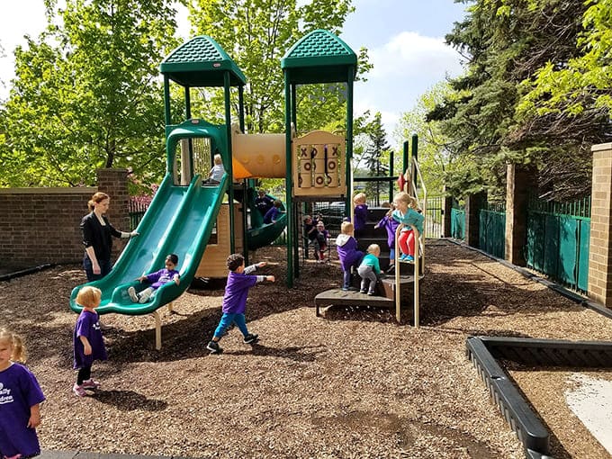 The outdoor playground extends the fun when weather cooperates, proving that even indoor parks appreciate fresh air occasionally.