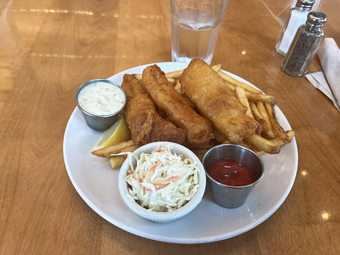 Golden, crispy, and utterly irresistible&mdash;this fish and chips platter is the comfort food equivalent of a warm, salty beach hug.